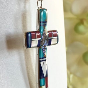 Turquoise Inlay Cross Pendant - Multicolor Cross Pendant Sterling ...