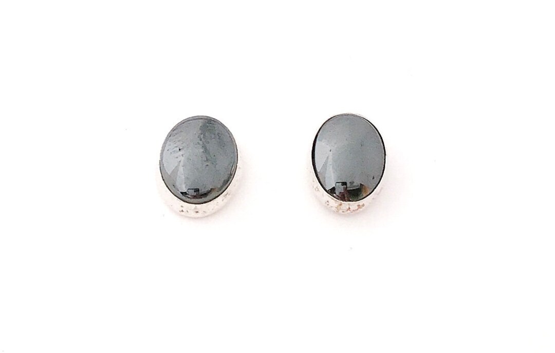 Hematite Stud Sterling Silver Post Earrings 5x7mm, 7x9mm - Etsy