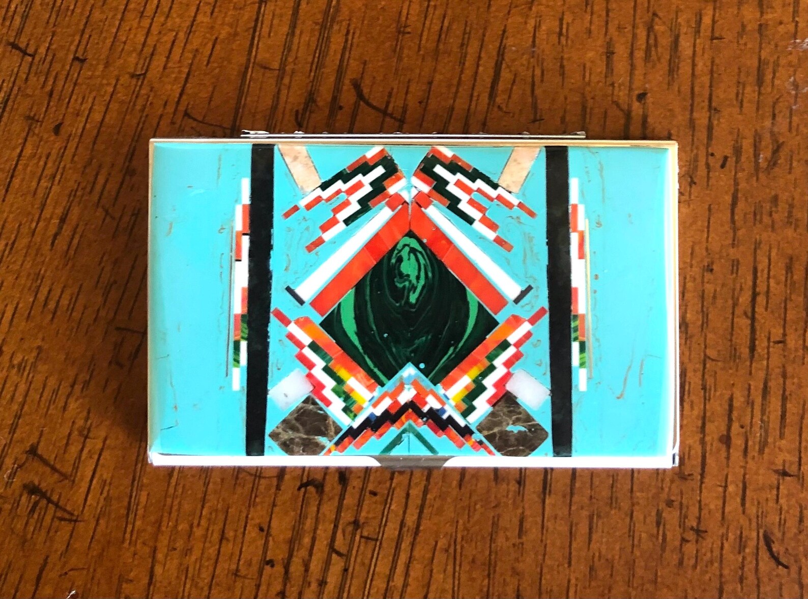 Southwestern Turquoise Inlay Card Holder - Multicolor Inlay Stones ...
