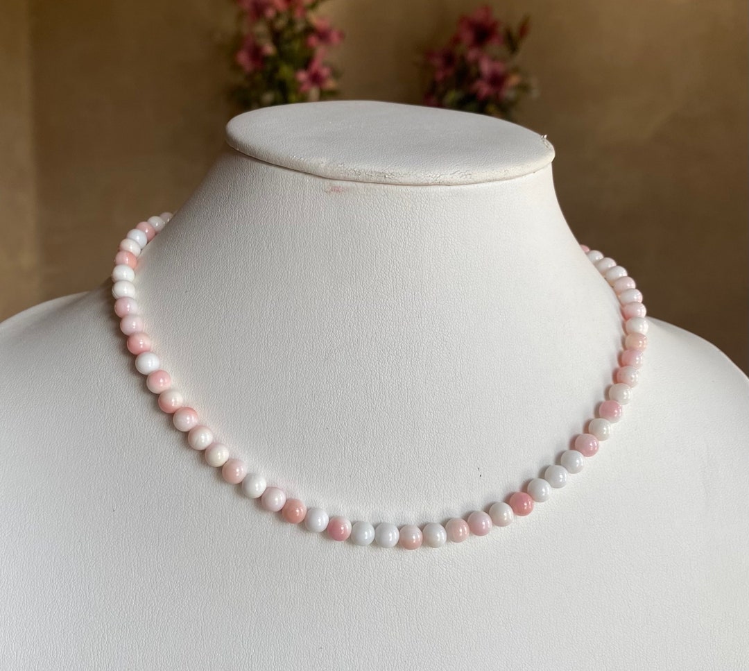 Pink Conch Shell Necklace - Natural Pink Queen Conch Shell Round Ball ...