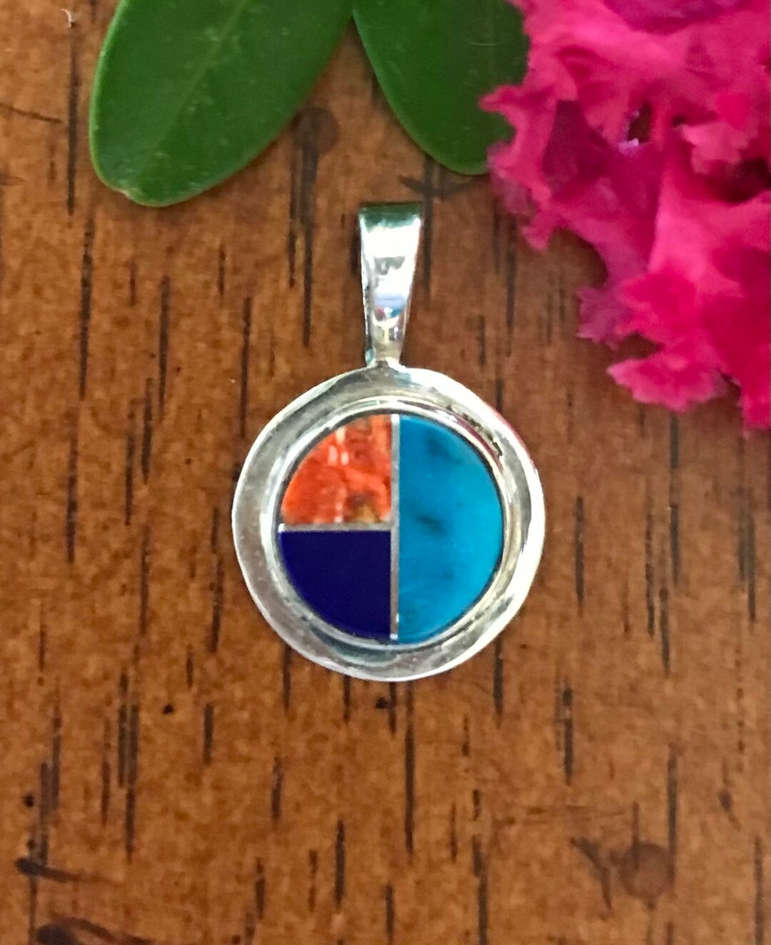 Multicolor Pendant - Inlay Tiny Pendant for Necklace - Inlay Multicolor ...