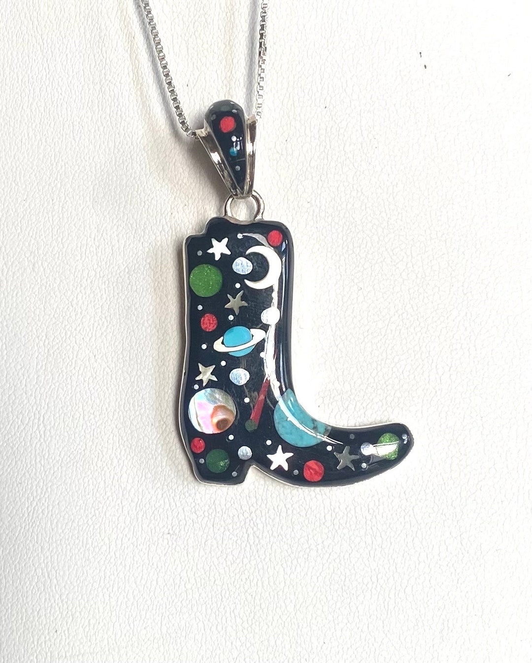 Western Boot Cowgirl Cowboy Pendant/inlay Night Sky Boot Pendant for ...