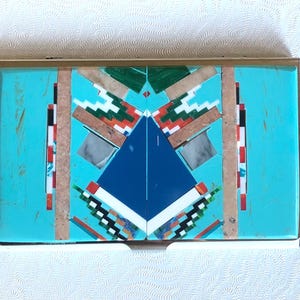Southwestern Turquoise Inlay Card Holder - Multicolor Inlay Stones ...