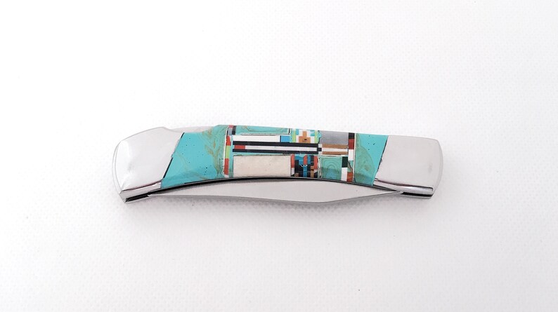 Southwestern Inlay Knife Turquoise Inlay With Multi Stones - Etsy