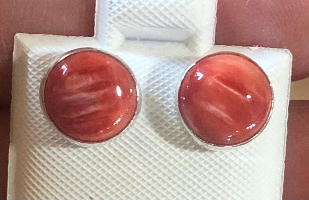 8mm Spiny Oyster Stud Earrings - Spiny Oyster Sterling Silver Post ...