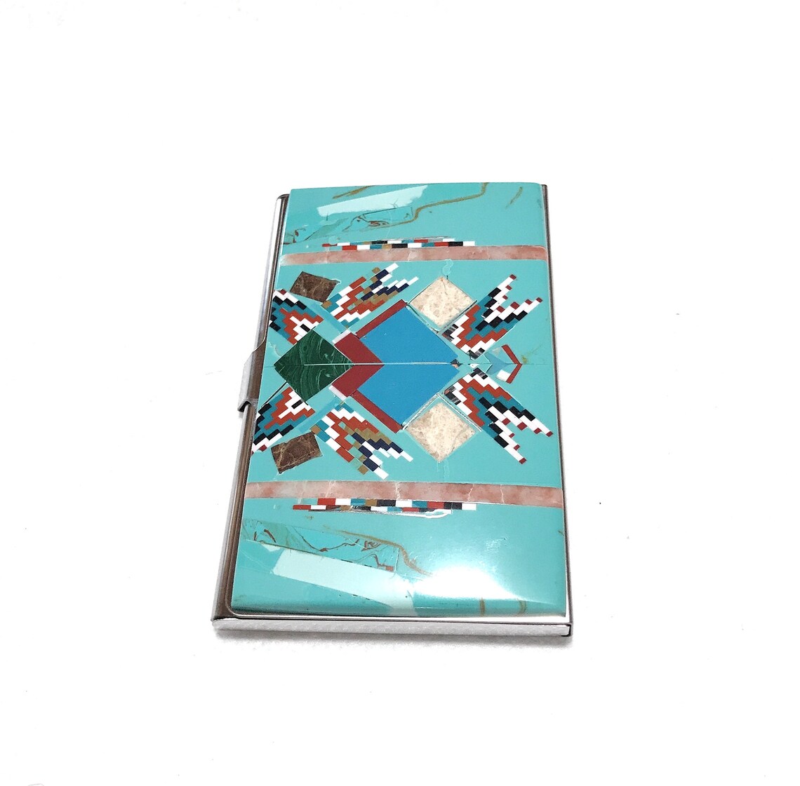 Southwestern Turquoise Inlay Card Holder Multicolor Inlay | Etsy