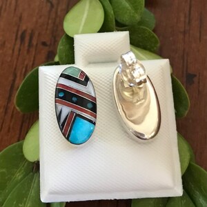Inlay Multicolor Oval Shape - Inlay Turquoise and Red Coral, Black Onyx ...