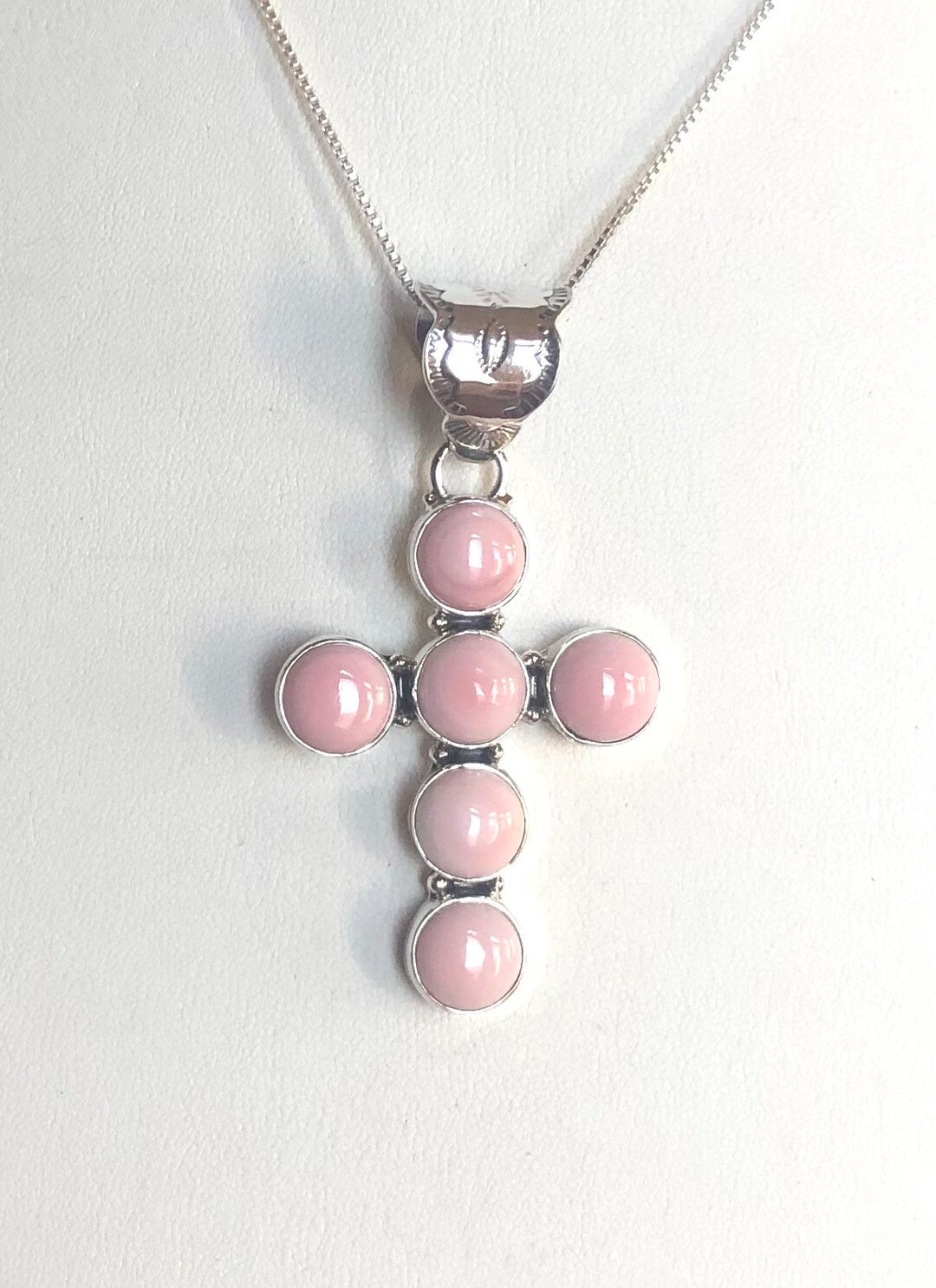 Pink Conch Shell Cross Pendant - Natural Pink Conch Sterling Silver ...