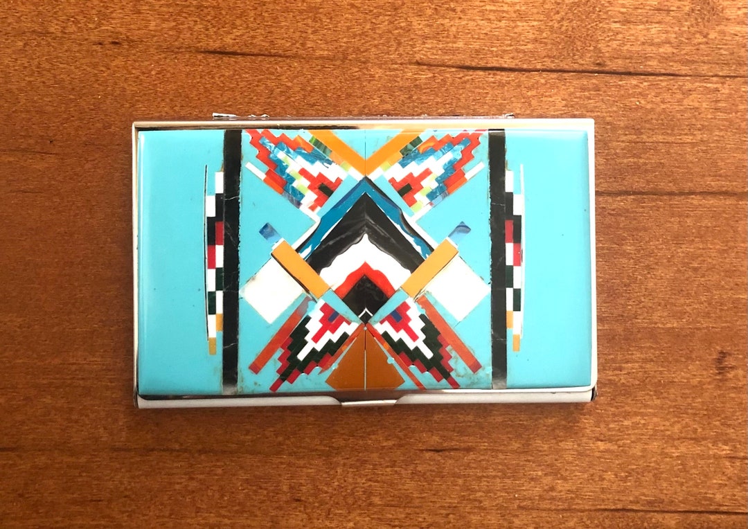 Southwestern Turquoise Inlay Card Holder Multicolor Inlay Stones ...