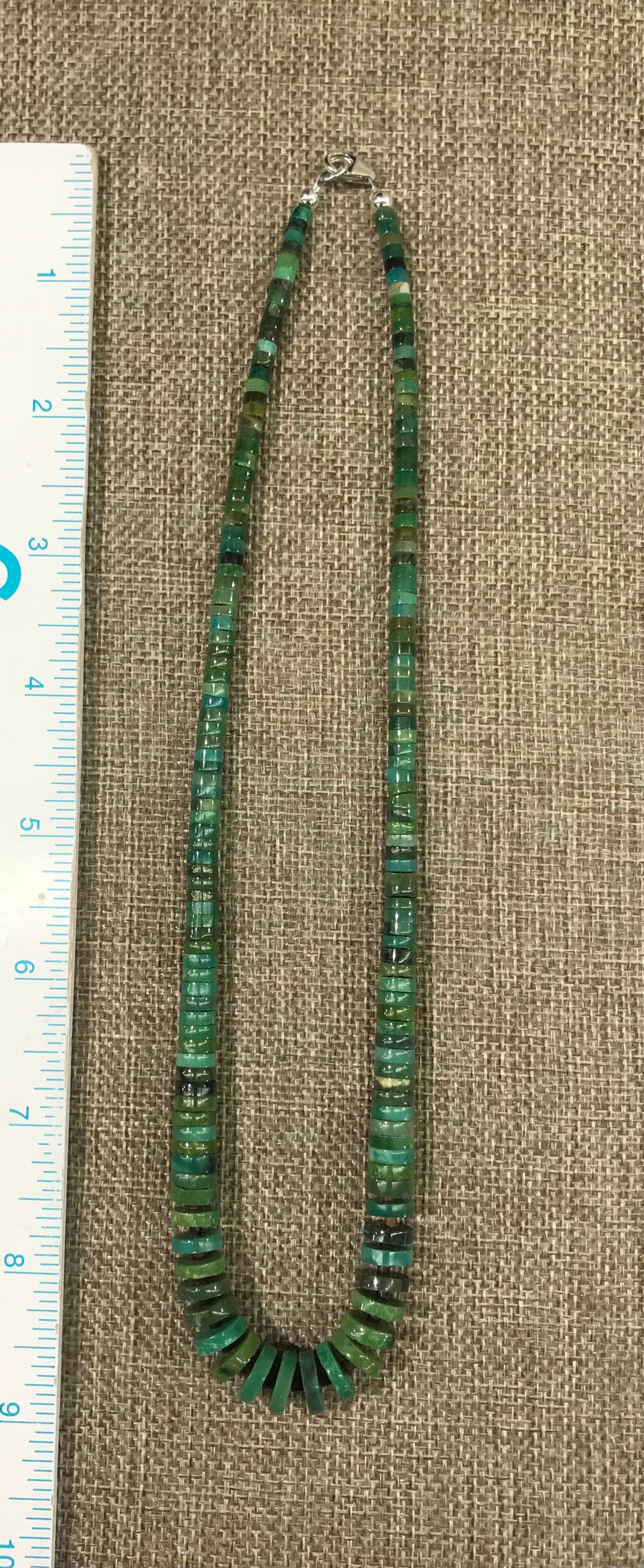 Nevada Green Turquoise and Pin Shell Necklace Sterling - Etsy