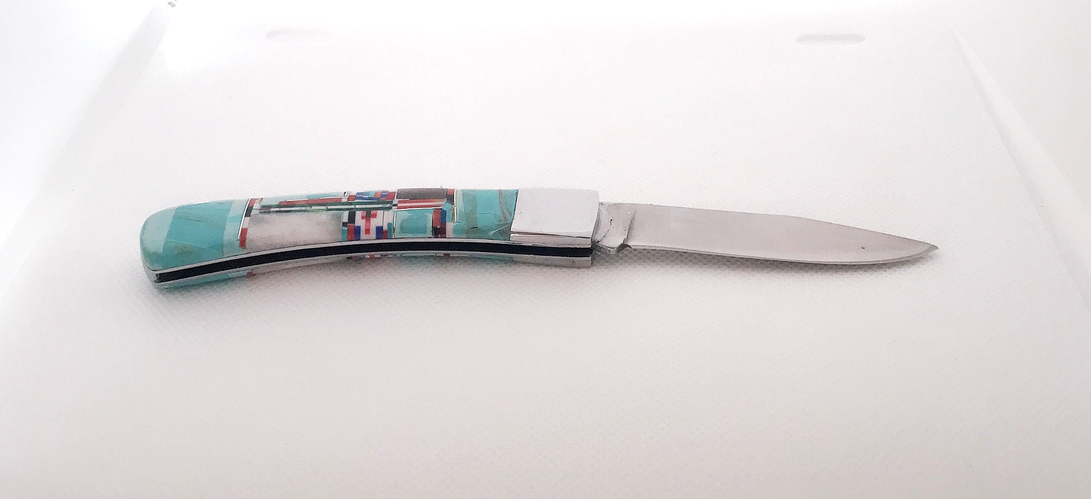 Southwestern Inlay Knife Turquoise Inlay With Multi Stones - Etsy