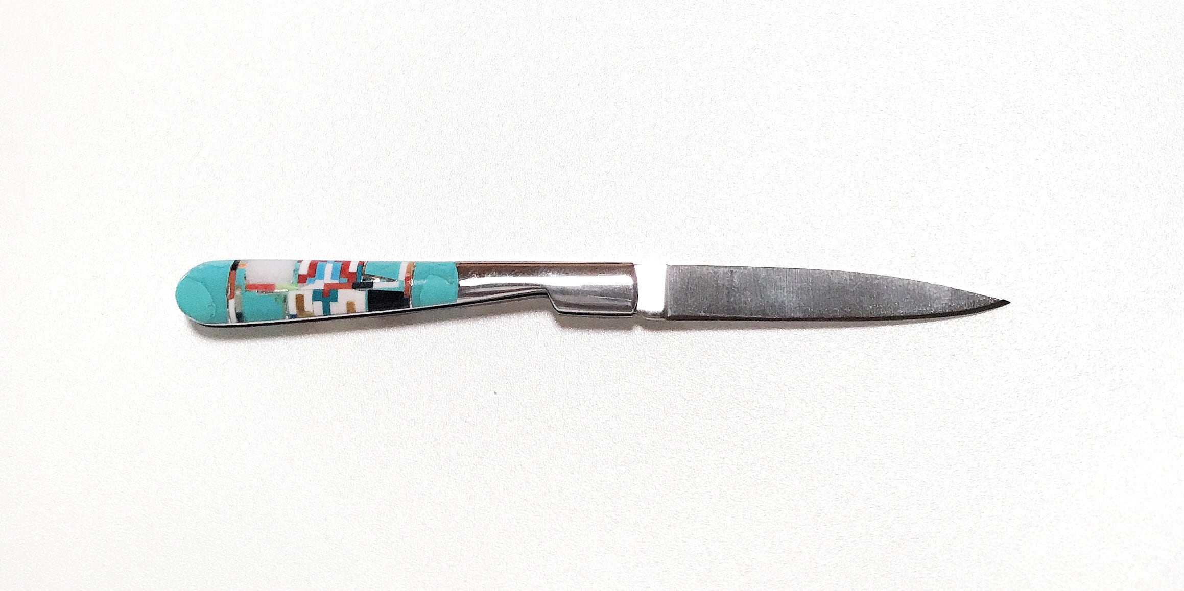 Small Turquoise Inlay Pocket Knife Multicolor Inlay Stone - Etsy