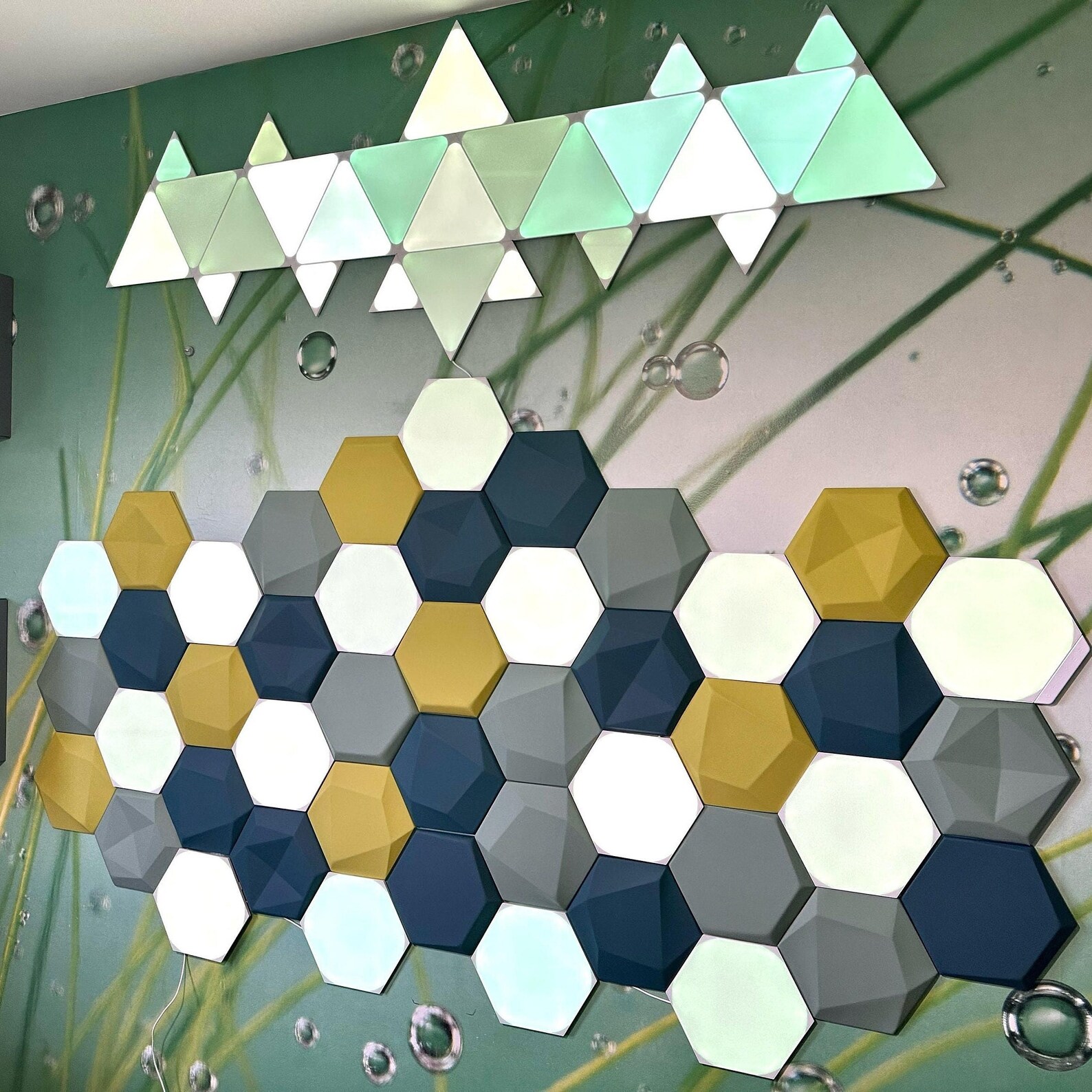 HEXA NANOLEAF COMPLEMENT Hexagonal Acoustic Foam Tile Mix With Nanoleaf ...