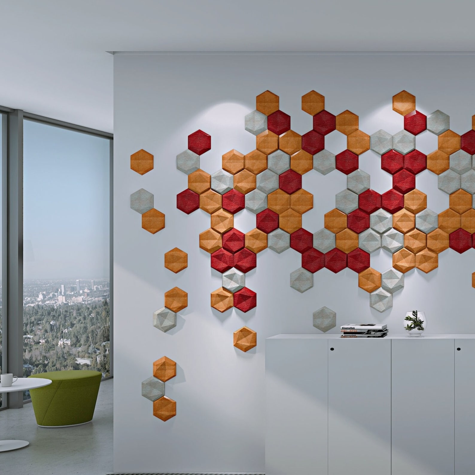 Decorative Soundproofing Hexagons 40 Colors Wall Diffuser Acoustic ...
