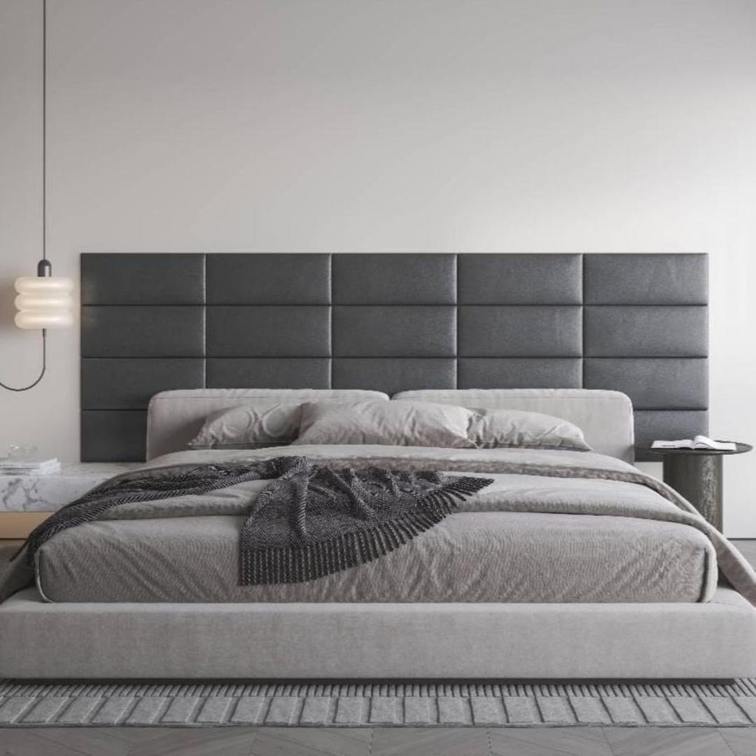 QUEEN BED HEADBOARD, Upholstered Padded Oversized Wall Panel, Tall Back ...