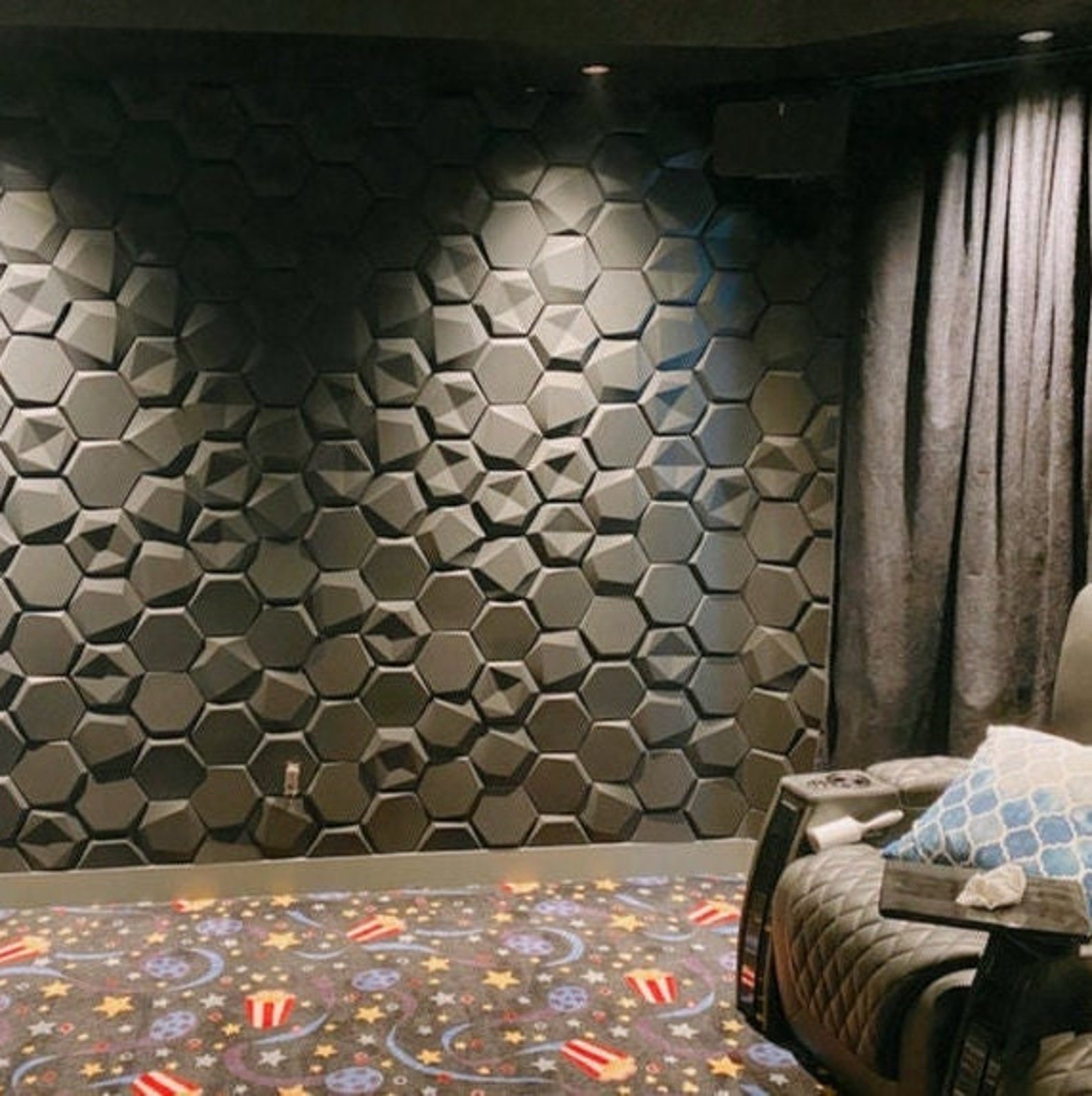 ELEGANT ACOUSTIC PANEL Wall Soundproof Podcast Studio Home Theater Zoom ...