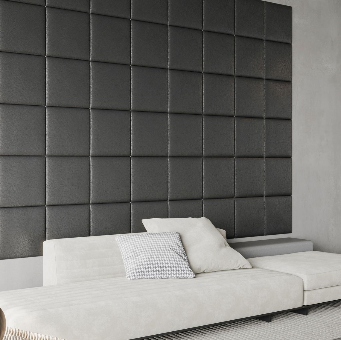 CUSTOMIZED WALL HEADBOARD Leather Wall Panel 12"x12" Bedroom Background ...
