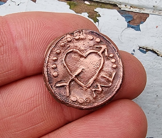 Arrow and Heart ML mudlover Copper Trade Token Handmade by - Etsy Australia