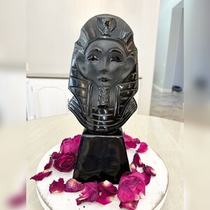 Huge Black Obsidian Ancient Egyptian Pharaoh King Tut Crystal Carving ...