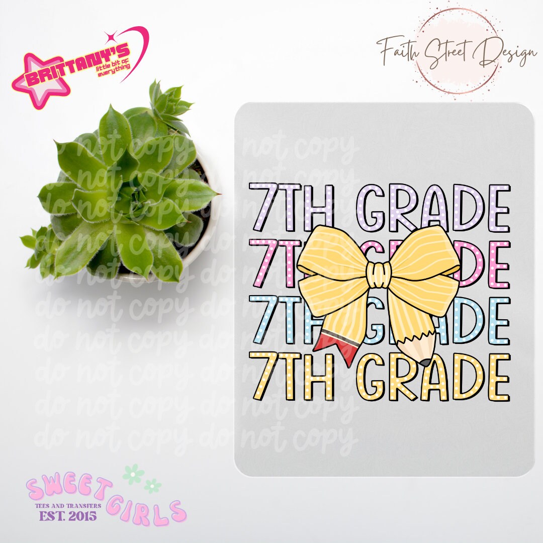 Seventh Grade DTF Transfer, School Design, Ready to Press, Iron on ...