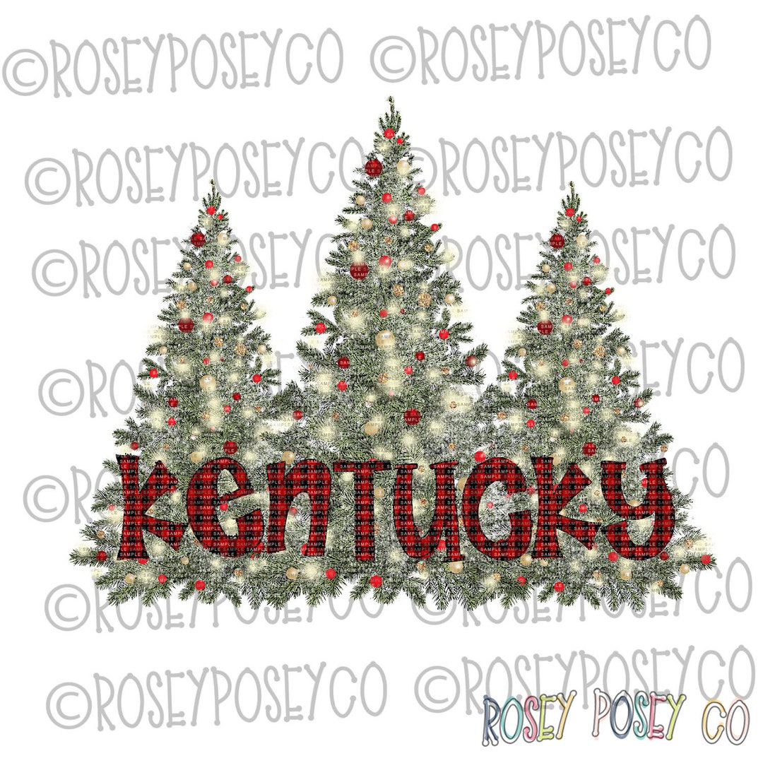 Kentucky, KY, Christmas, Plaid, Christmas Trees Sublimation Design ...
