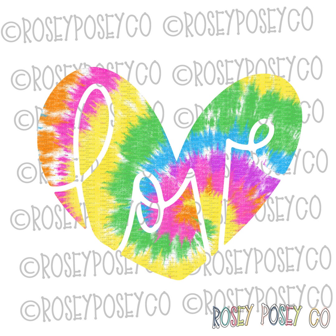Love, Tie Dye Heart Sublimation Design Digital Download PNG - Etsy