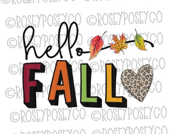 Hand Drawn Hello Fall PNG File Sublimation Design Digital - Etsy