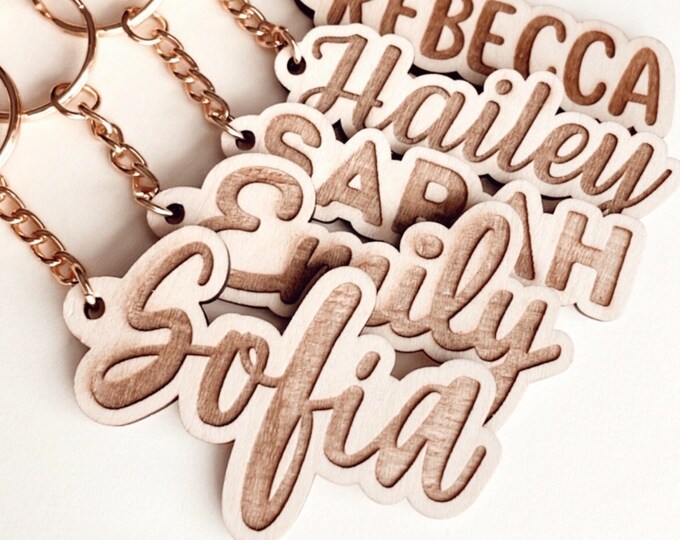 Personalized Wooden Name Keychain - Etsy