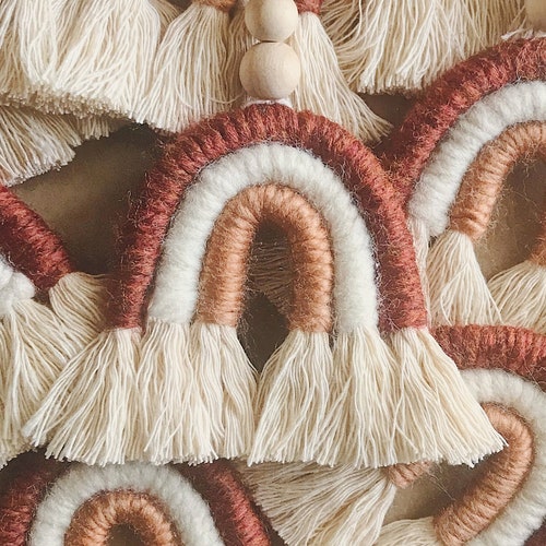 Boho Macrame Rainbow Car Charm Fall Colors - Etsy