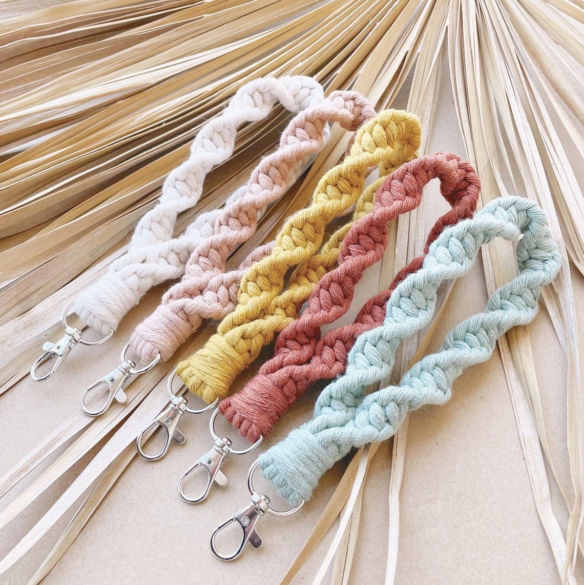 Spiral Macrame Wristlet Keychain - Etsy