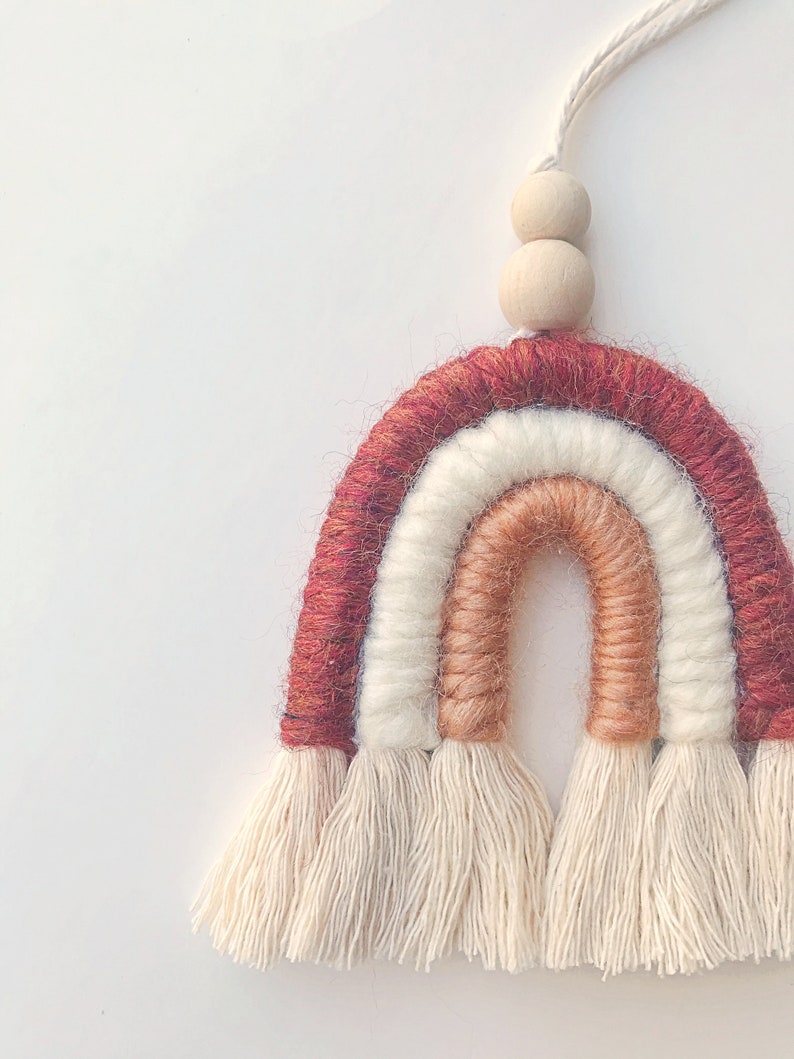 Boho Macrame Rainbow Car Charm Fall Colors | Etsy