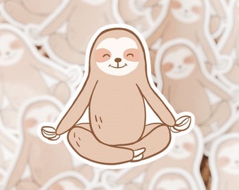 Meditating Sloth Sticker, Nice Day to Meditate, Sloth Yoga, Sloth ...