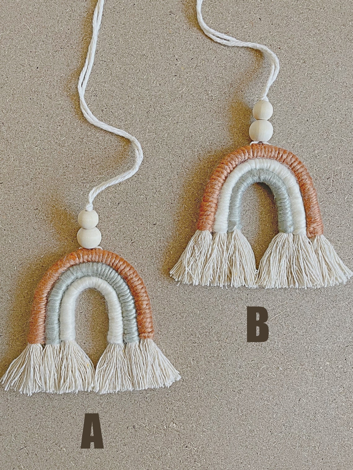 Boho Macrame Rainbow Car Charm Earthy Colors - Etsy