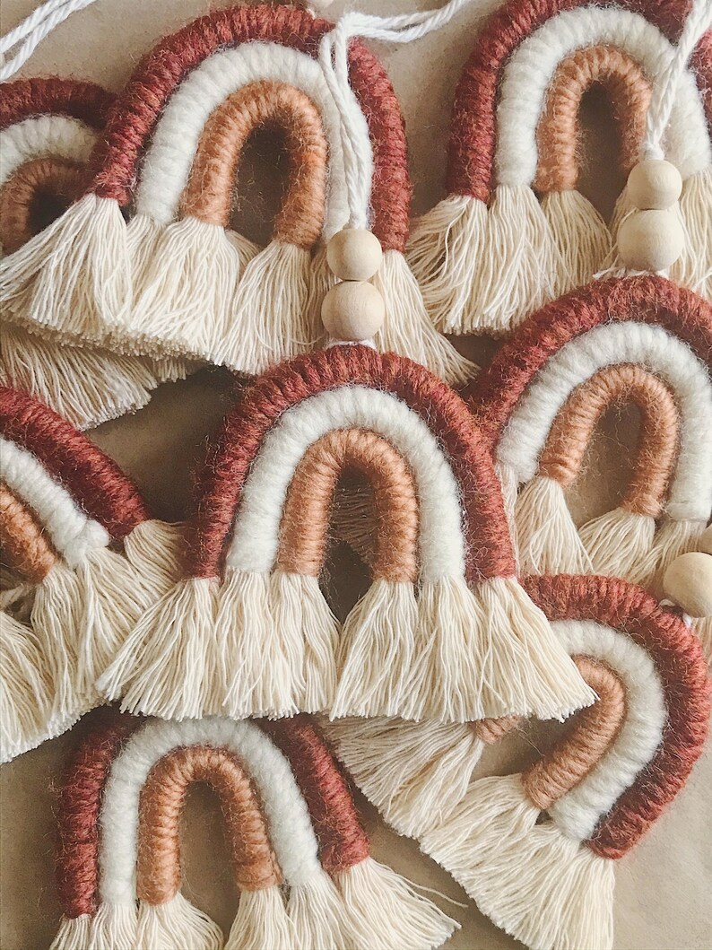 Boho Macrame Rainbow Car Charm Fall Colors | Etsy