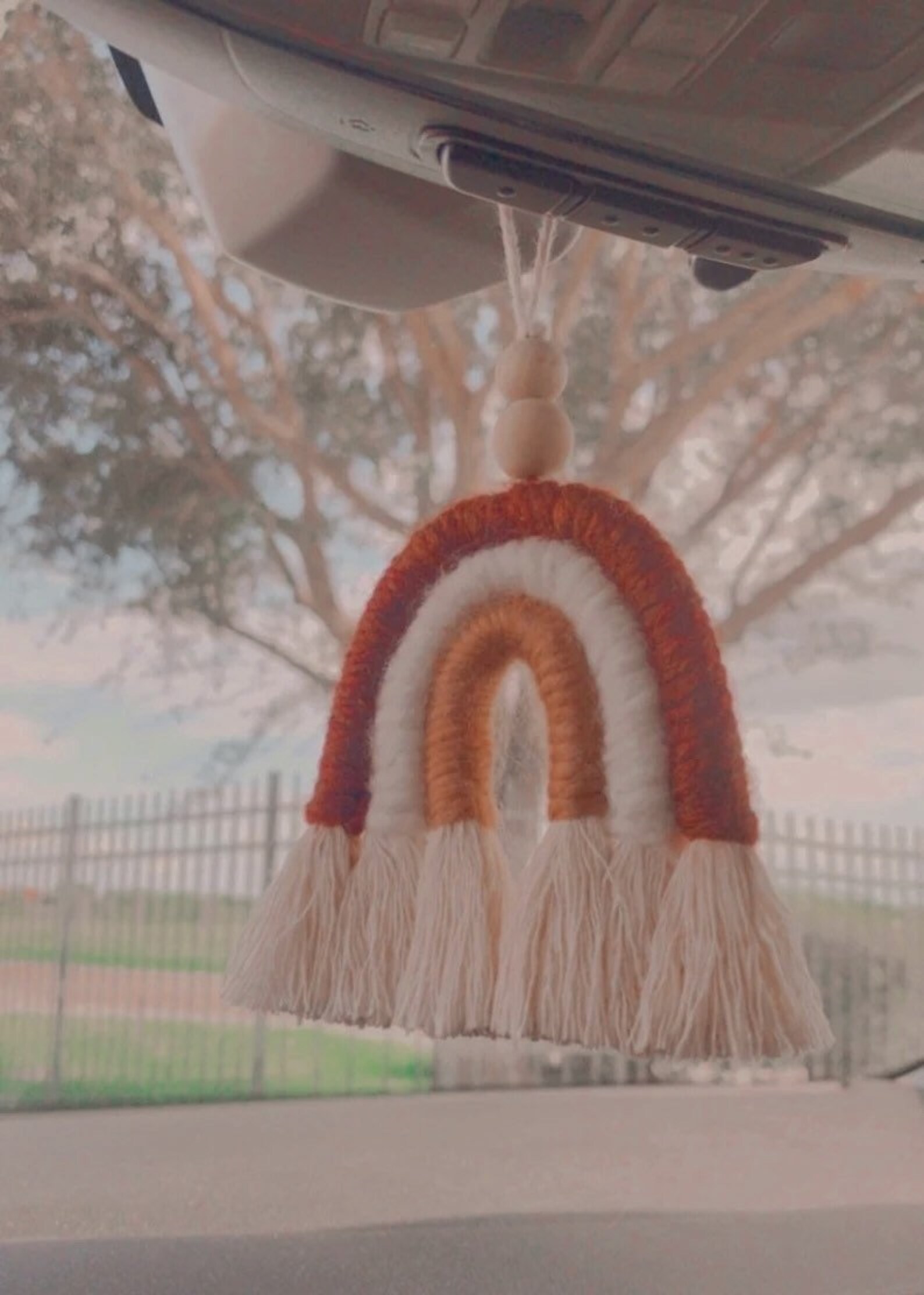 Boho Macrame Rainbow Car Charm Fall Colors | Etsy