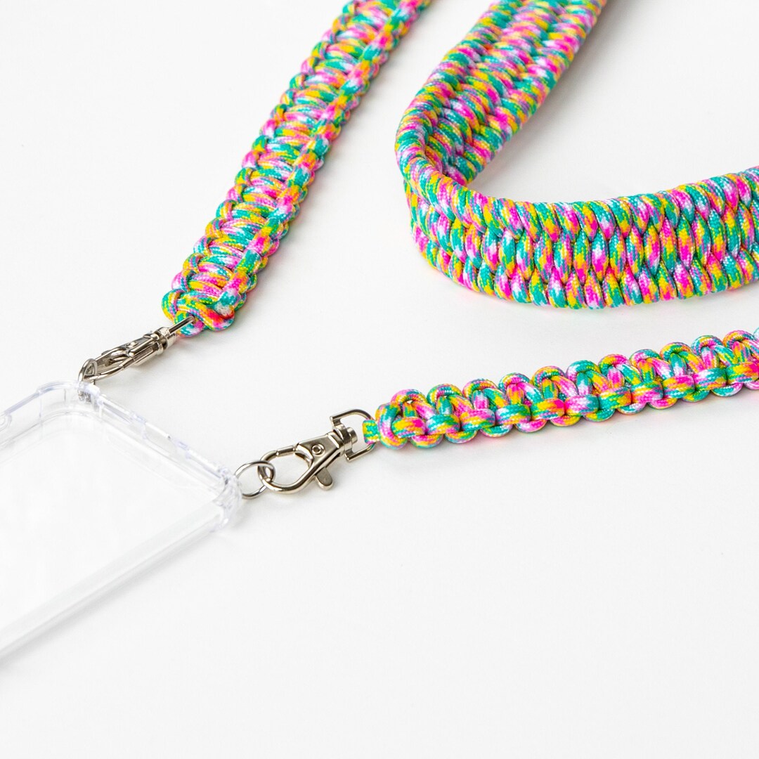 Collier de téléphone portable 'festival', rose, jaune, vert, blanc ...