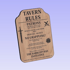 DND Tavern Rules Sign Dungeons and Dragons VCARVE PRO Version 10.5 - Etsy
