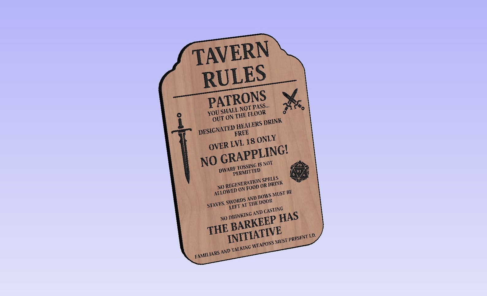 DND Tavern Rules Sign Dungeons and Dragons VCARVE PRO Version 10.5 - Etsy