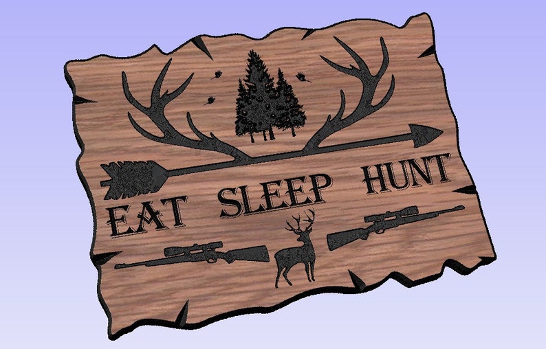 Eat Sleep Hunt Cnc Wood Sign Ready Vcarve Pro File With Dxf, Eps, Svg ...