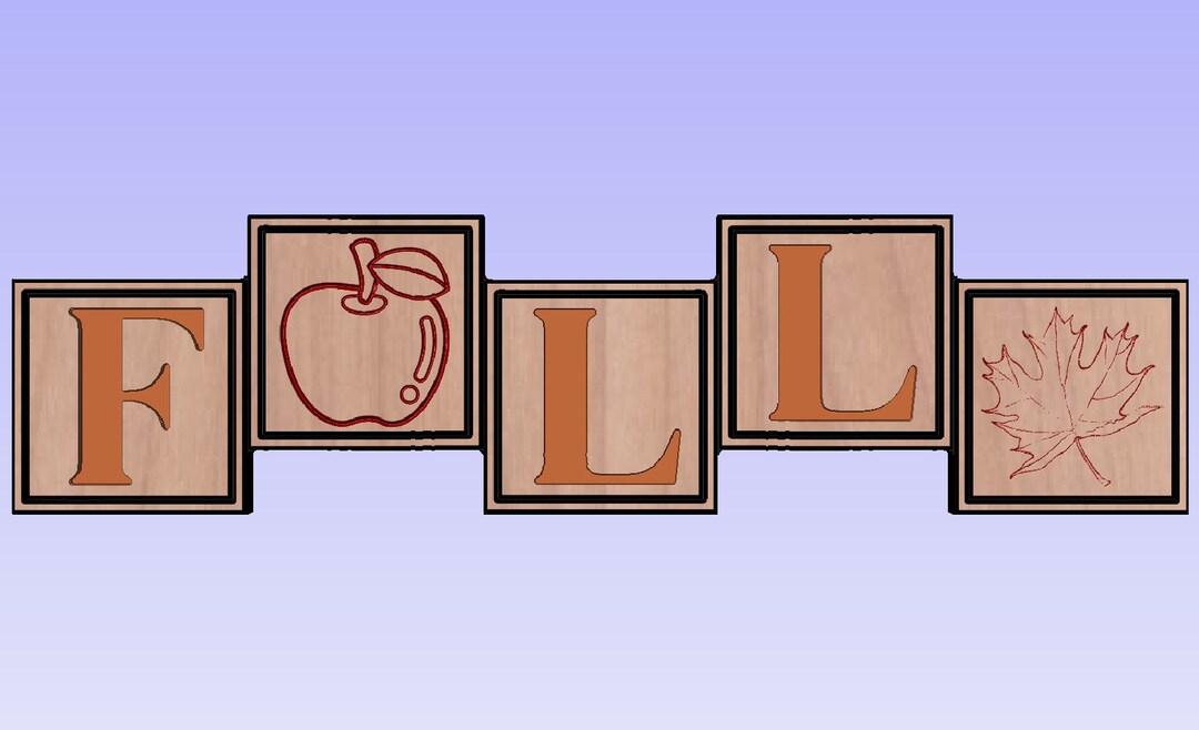 Fall Offset Squares Apple Leaf Cnc Wood Sign Ready Vcarve Pro V10.5 Crv ...