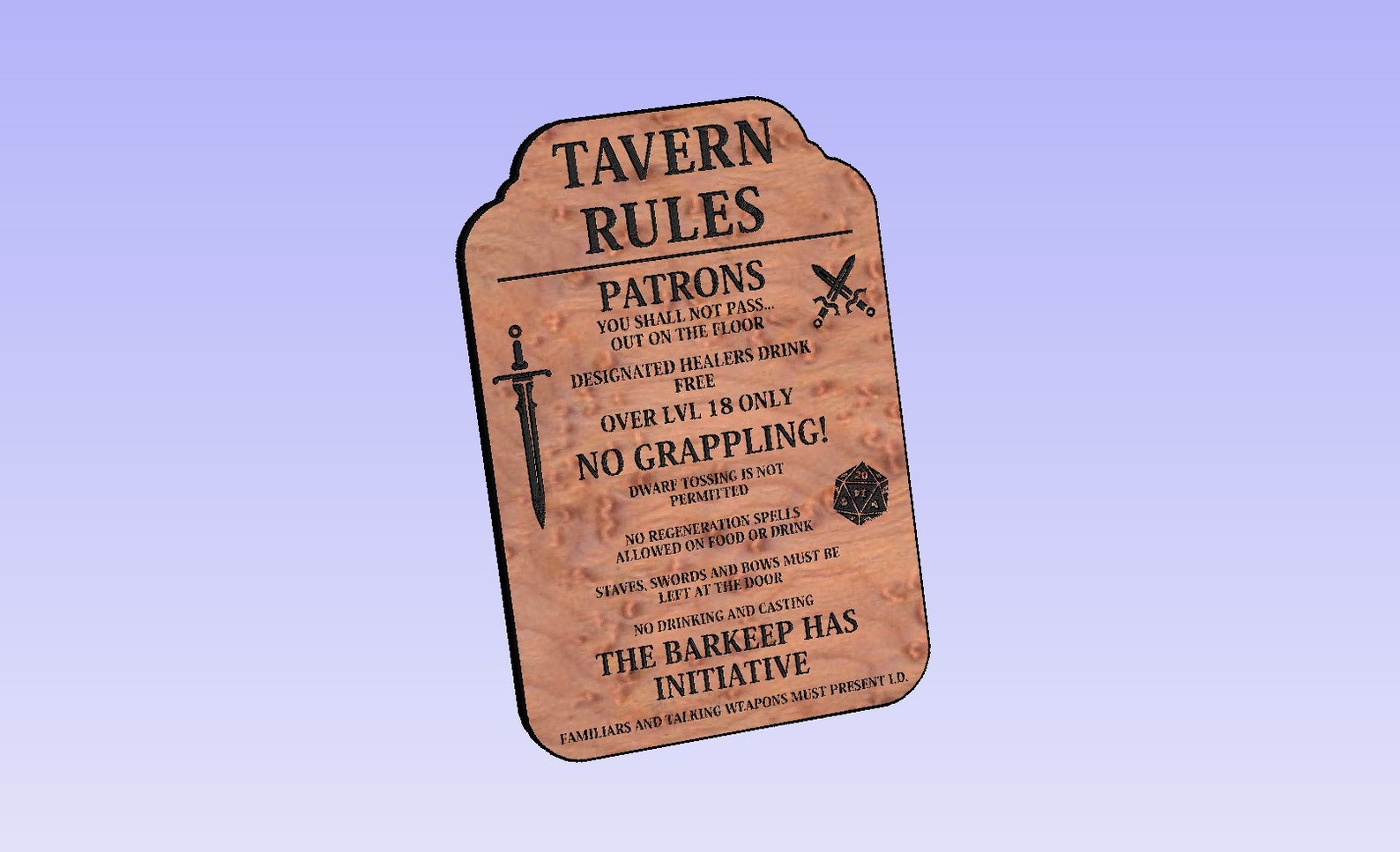 DND Tavern Rules Sign Dungeons and Dragons VCARVE PRO Version 10.5 - Etsy
