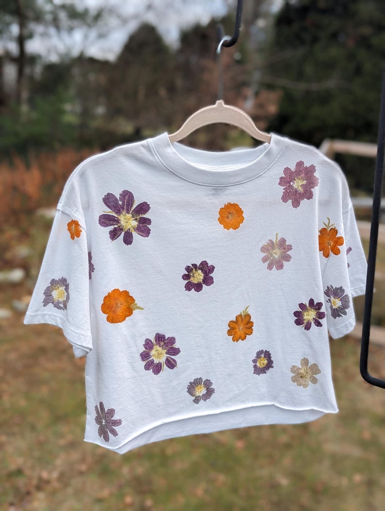 Hammered Flower Cropped T-shirt, Women's Xs - Etsy