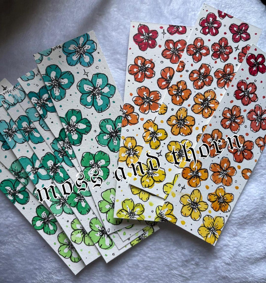 Hand-painted Watercolor Bookmarks - Flower Gradient - Etsy