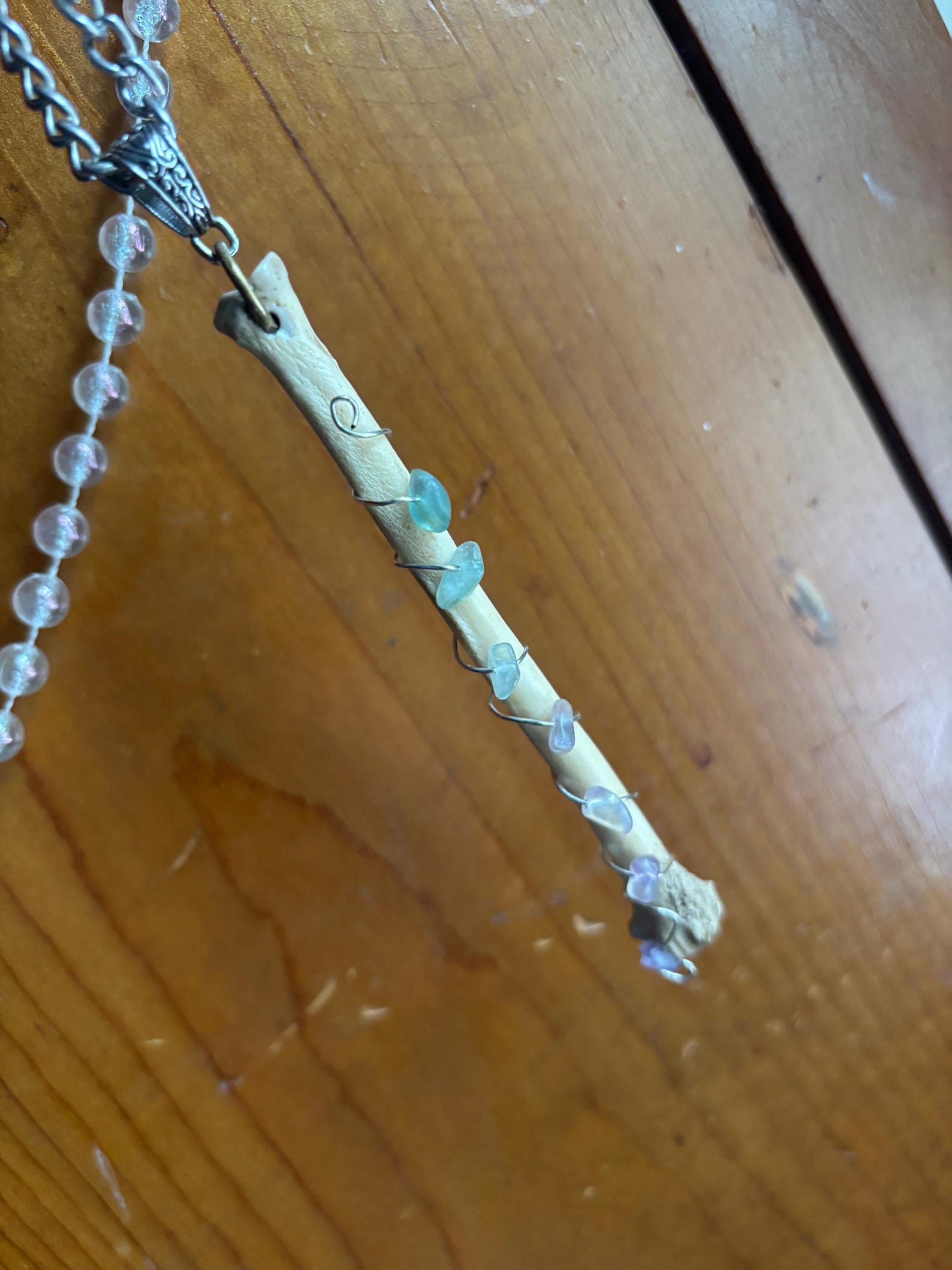 Real Bone Necklace - Groundhog Femur With Fluorite Gradient - Ethically ...