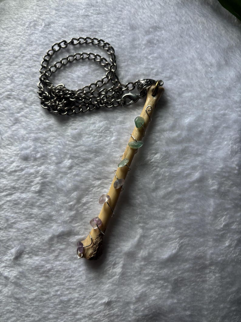 Real Bone Necklace - Groundhog Femur With Fluorite Gradient - Ethically ...