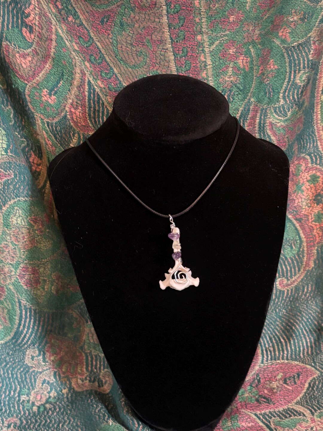 Red Fox Vertebrae Necklace With Amethyst and Fluorite Beads - Etsy