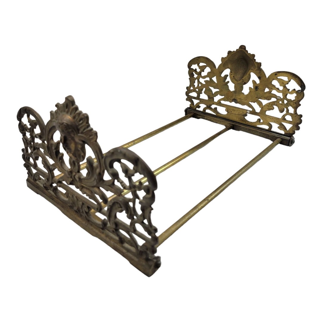 Vintage Telescoping Folding Cast Brass Book Rack Art Nouveau Woman ...