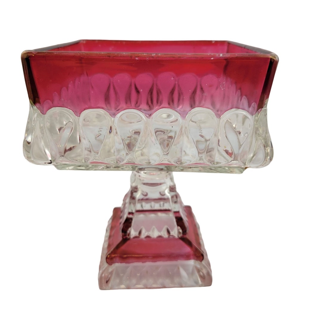 Westmoreland Wedding Ruby Flash Glass Pedestal Wedding Compote Candy ...