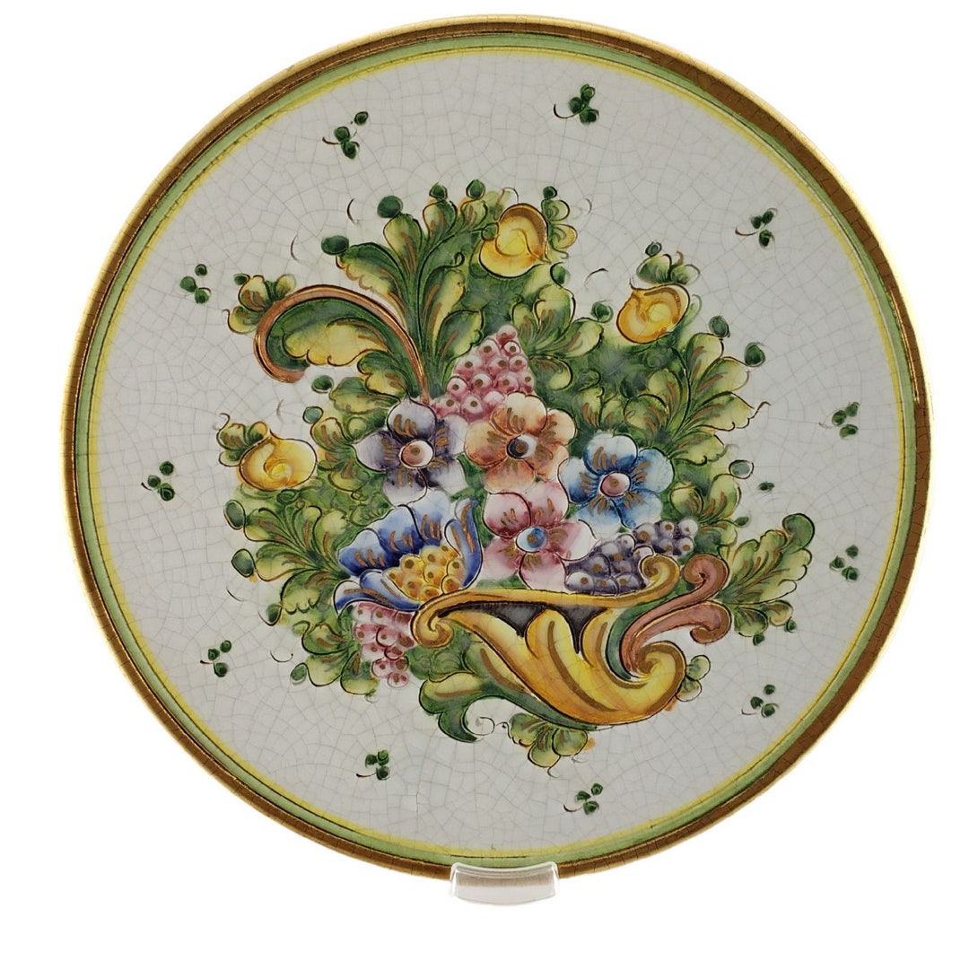 Vintage Italian Deruta Floral Hanging Decorative Ceramic Plate Signed 8 ...