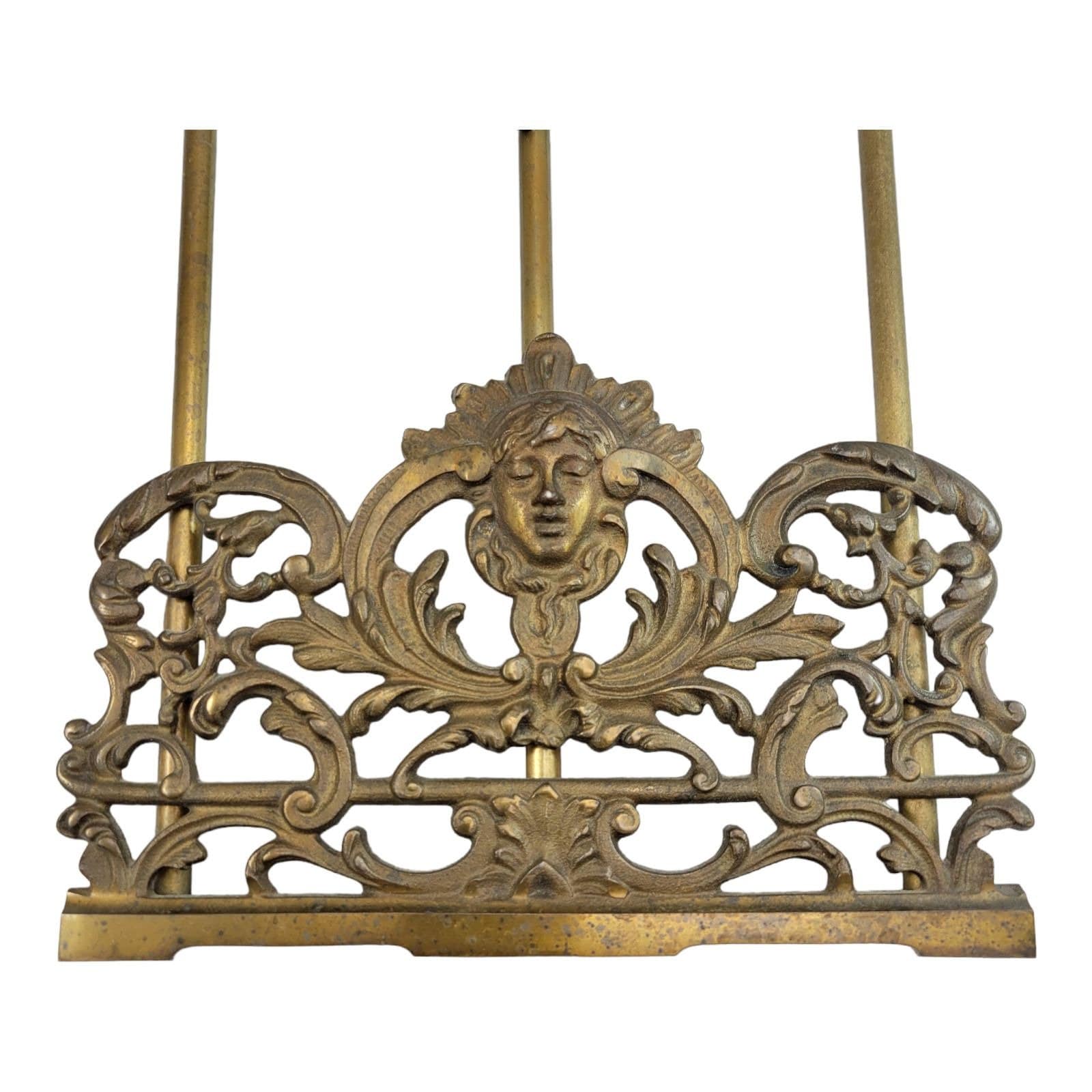 Vintage Telescoping Folding Cast Brass Book Rack Art Nouveau Woman ...